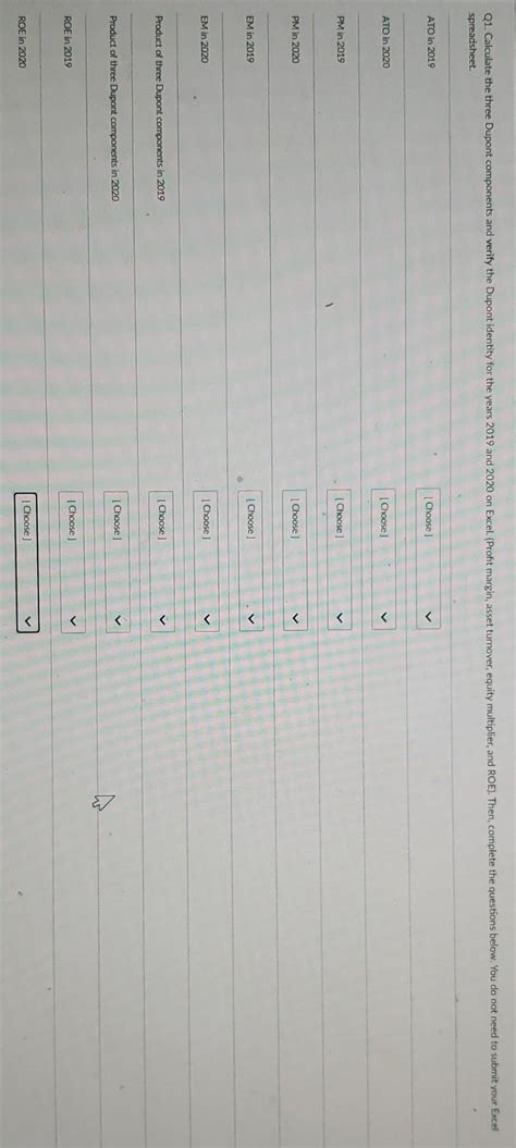 Solved Q1 Calculate The Three Dupont Components And Verify
