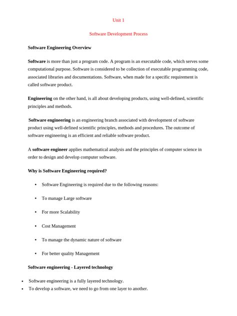 Unit 1 Software Development Process Pdf Agile Software Development