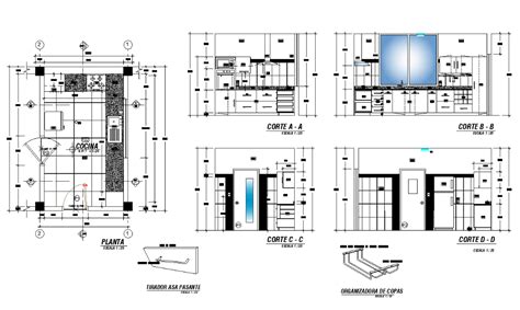Kitchen Structure Detail Plan And Section Cad Construction D View