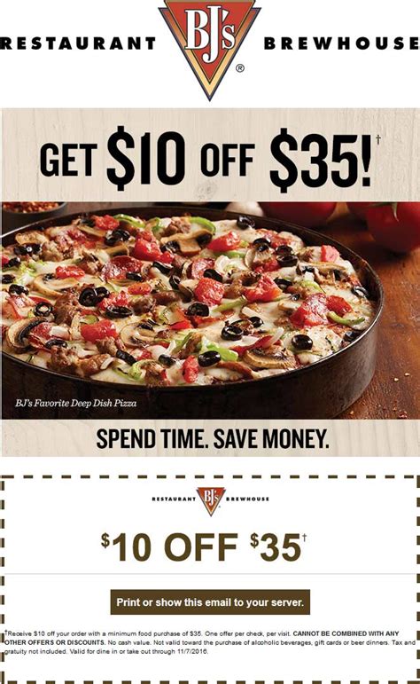10 Off 35 At Bjs Restaurant Brewhouse Bjs Restaurant September 2025