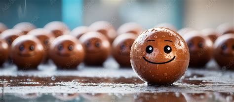 Brown Balls In The Background Laugh While One Brown Ball In Front