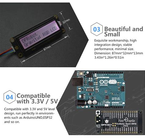 Gravity I2c 16x2 Arduino Lcd With Rgb Backlight Display Dfrobot
