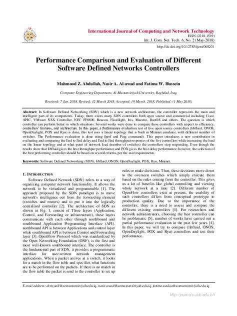 Pdf Performance Comparison And Evaluation Of Different Software Defined Networks Controllers