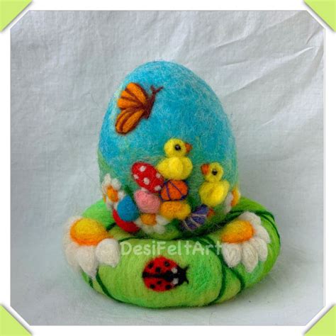 Великденски яйца изрисувани с вълна Пиленца 3d декорация