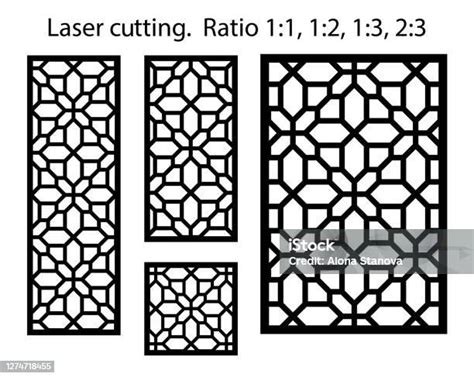 그늘 화면 개인 정보 보호 울타리 템플릿 레이저 컷 벡터 패널 화면 울타리 칸막이 Cnc 장식 패턴 잘리 디자인 인테리어 요소 이슬람 아랍어 레이저 절단 레이저에 대한 스톡