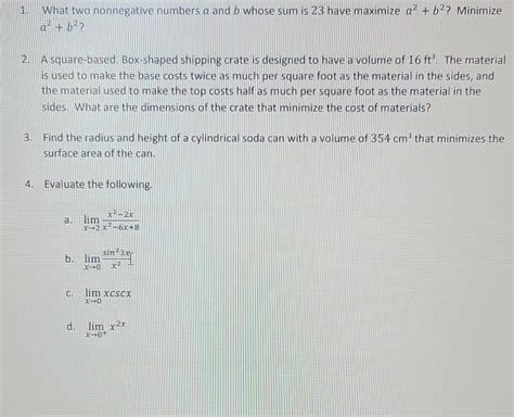 Solved 1 What Two Nonnegative Numbers A And B Whose Sum Is