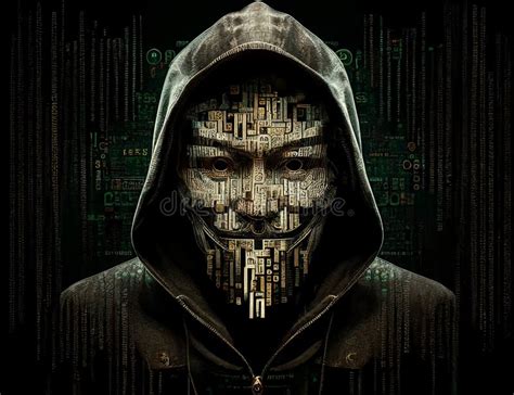 Portrait Of Anonymous Robot Hacker Concept Of Hacking Cybersecurity