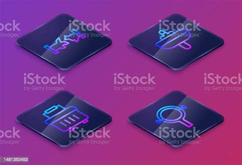 아이소메트릭 선 깨진 파이프 도구 상자 세면기 및 필터 렌치를 설정합니다 파란색 사각형 버튼 벡터 3차원 형태에 대한 스톡 벡터 아트 및 기타 이미지 Istock