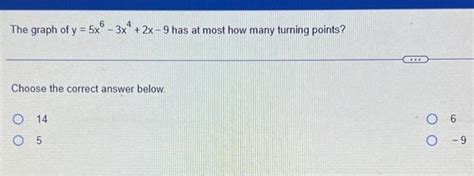Solved 6 The Graph Of Y 5x 3x 2x 9 Has At Most How