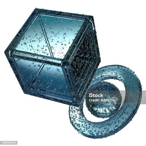 격리된 투명한 물 크리스탈 용기 추상적인 차가운 분위기 얼음 우아하고 현대적인 3d 렌더링 디자인 재료 0명에 대한 스톡 사진