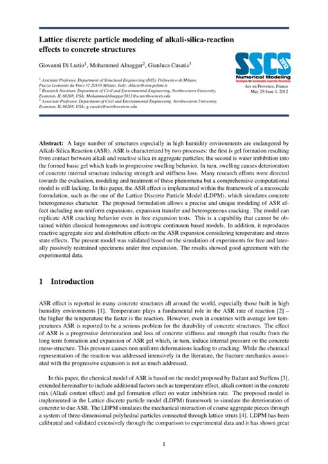 Pdf Lattice Discrete Particle Modeling Of Alkali Silica Reaction