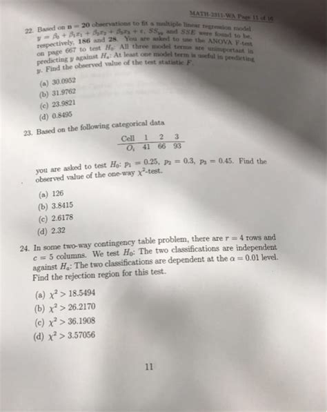 solved based on n 20 observations to fit a multiple linear