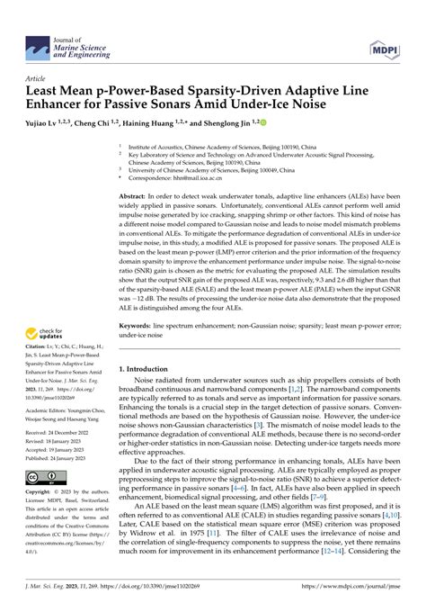 Pdf Least Mean P Power Based Sparsity Driven Adaptive Line Enhancer For Passive Sonars Amid