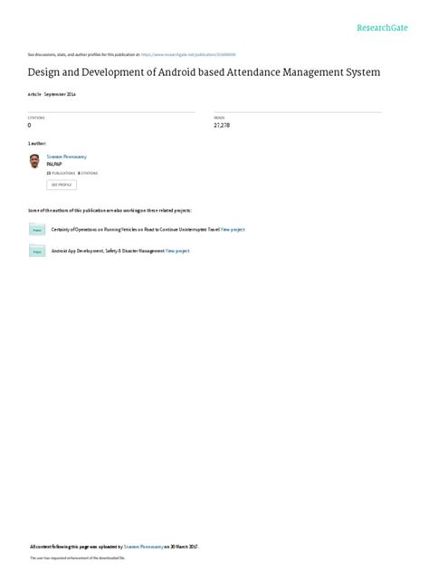 Design And Development Of Android Based Attendance Management System