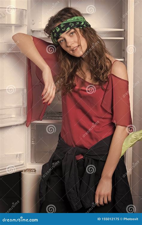 Hippie Girl With Long Brunette Hair And Headband Stock Image Image Of