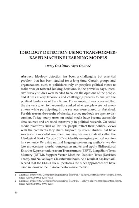 Pdf Ideology Detection Using Transformer Based Machine Learning Models
