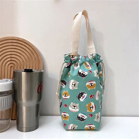 Badu Bg Преносима платнена изолационна чанта с ръкав калъф термос анимационни снимки