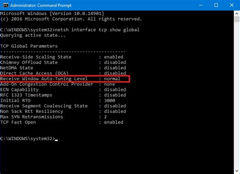Netsh Interface Tcp Show Global