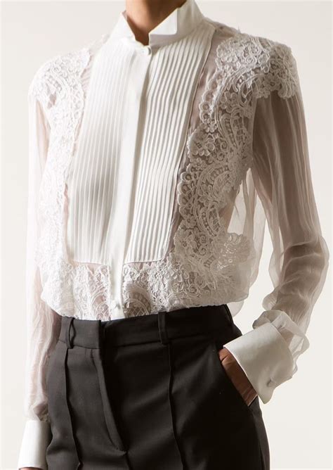 Givenchy Белые кружевные рубашки Шифон блузки Блузка