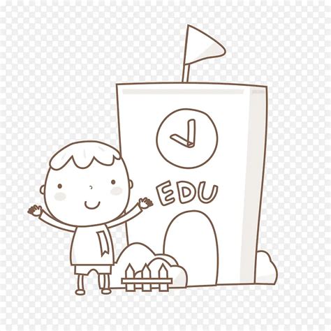 小男孩和学校简笔画png图片素材下载 图片编号yjdgnmey 免抠素材网