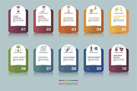Premium Vector Infographic Sensor Template Icons In Different Colors