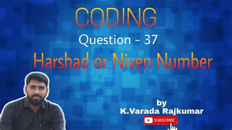 Coding Question 37 Harshad Or Niven Number Youtube