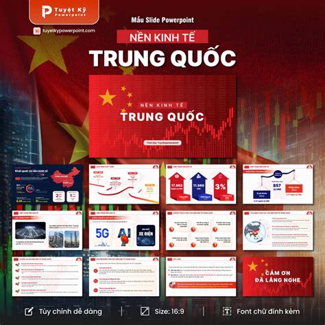 Mẫu Slide Nền Kinh Tế Trung Quốc Tuyệt kỹ Powerpoint
