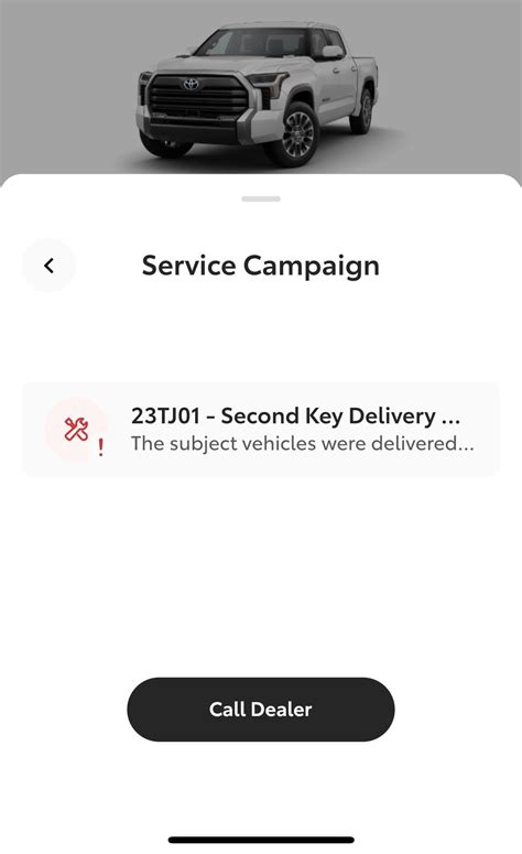Second Key Notification Rtoyotatundra