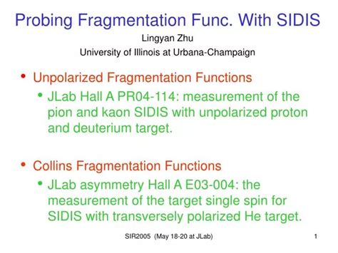 Ppt Probing Fragmentation Func With Sidis Powerpoint Presentation