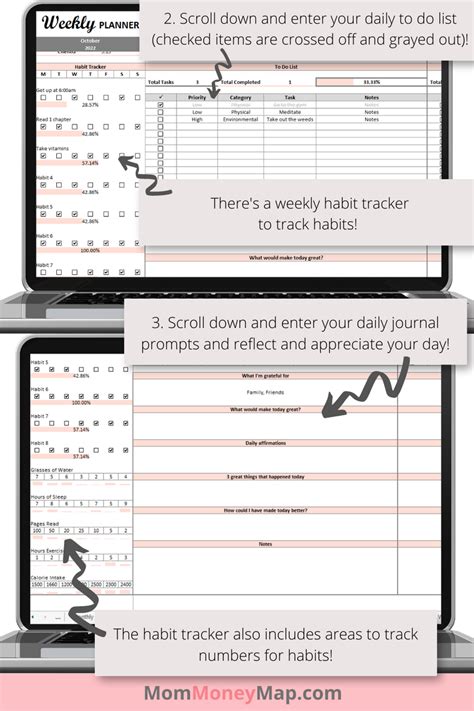 Weekly Scheduler Excel Spreadsheet Mom Money Map