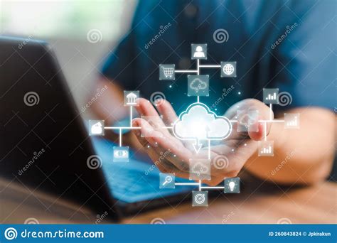 Businessman Working At Cloud Data Icon Cloud Computing Diagram Show On