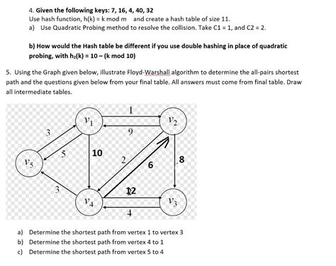 solved 4 given the following keys 7 16 4 40 32 use