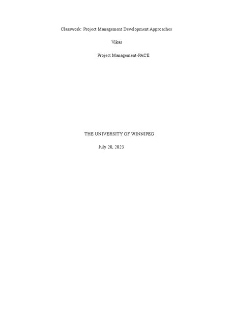 Project Management Development Approaches Classwork Pdf Project Management Human Communication