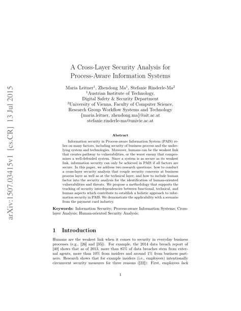 Pdf A Cross Layer Security Analysis For Process Aware Information Systems