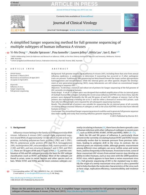 Pdf A Simplified Sanger Sequencing Method For Full Genome Sequencing Of Multiple Subtypes Of