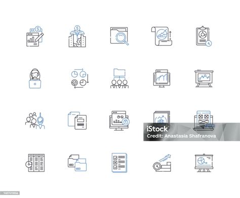 기록 보관 시스템 라인 아이콘 컬렉션입니다 조직 수월함 체계적 디지털 접근성 정확성 효율성 벡터 및 선형 그림 문서 저장 감사