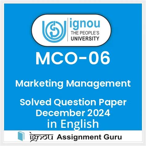 Mco 06 Marketing Management In English Solved Question Paper December 2024 Free Solved