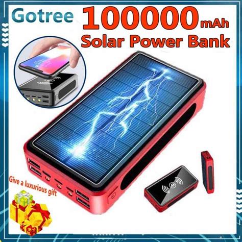 Mah Solar Wireless Power Bank Input Output Super Solar Powerbank Large Capacity Power