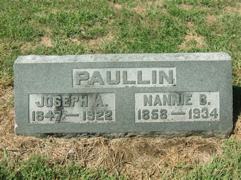 Nancy Booker “nannie” Chappell Paullin 1858 1934 Mémorial Find A Grave