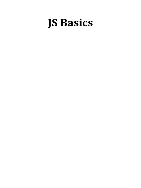 01 Js Basics Pdf Java Script World Wide Web