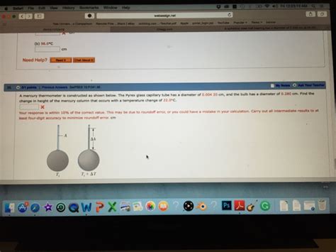 Solved A Mercury Thermometer Is Constructed As Shown Below Chegg