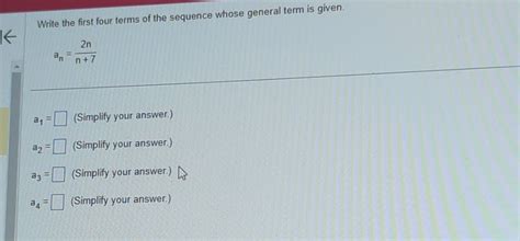 solved write the first four terms of the sequence whose