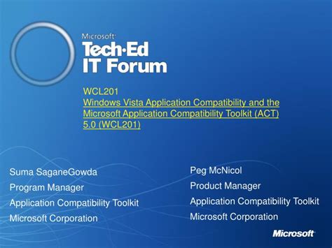 Ppt Wcl201 Windows Vista Application Compatibility And The Microsoft