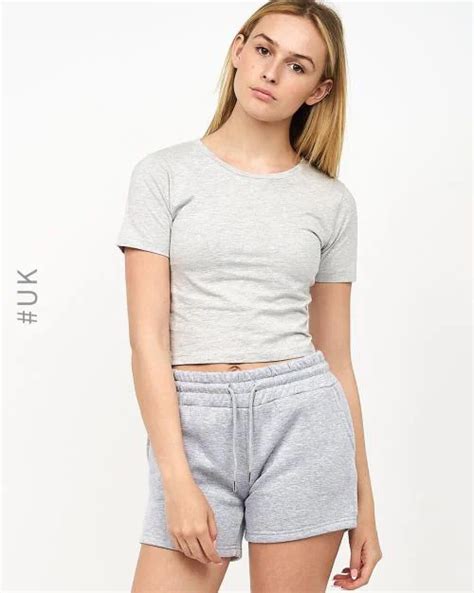Buy Heathered Cropped Round Neck T Shirt Online At Best Prices In India