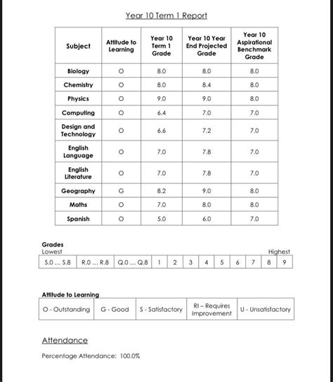 How Are These Grades And Predicted Grades For 1st Half Term Of Y10 R