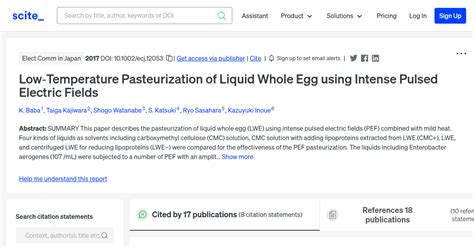 Low Temperature Pasteurization Of Liquid Whole Egg Using Intense Pulsed