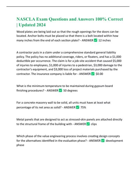 Nascla Bundled 2024 Exam Questions And Answers With Complete Solutions