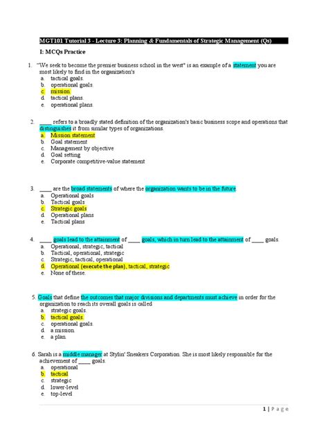 3a Mgt101 Week 4 Tutorial 3 Qs Pdf Goal Swot Analysis