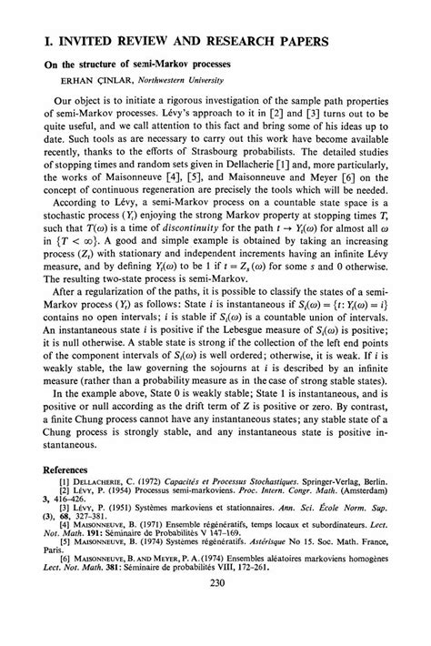 on the structure of semi markov processes advances in applied