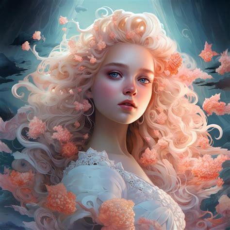 Premium Ai Image Blond Haired Girl With Pink Flowers In Her Hair